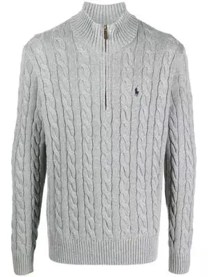 Polo Ralph Lauren Cable-knit Quarter-zip Jumper - Grey