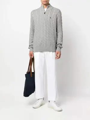 Polo Ralph Lauren Cable-knit Quarter-zip Jumper - Grey