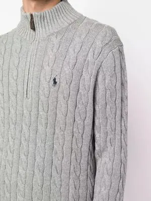 Polo Ralph Lauren Cable-knit Quarter-zip Jumper - Grey