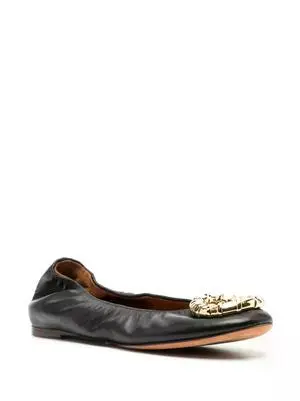 LANVIN Buckled Leather Ballerina Shoes
