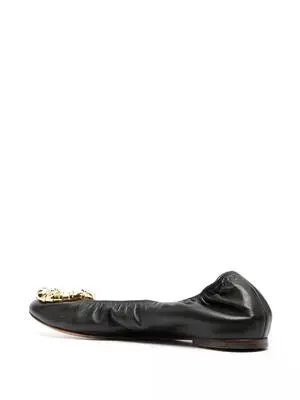 LANVIN Buckled Leather Ballerina Shoes