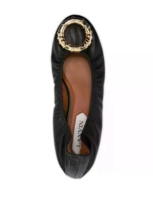 LANVIN Buckled Leather Ballerina Shoes