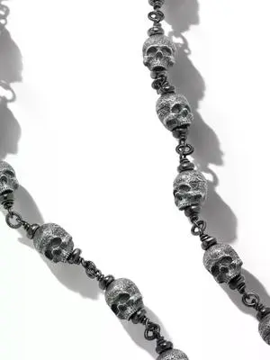 David Yurman Sterling Memento Mori Skull Rosary Necklace