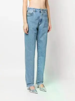 Gcds Crystal Embellished Straight Leg Jeans