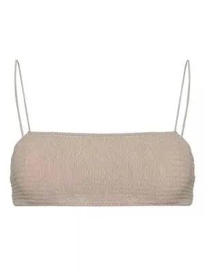 TOTEME Smocked Bandeau Bikini Top - Neutrals