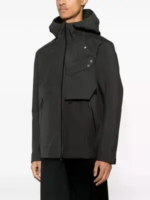 Stone Island Hooded Zip-up Jacket With Chest Flap Pocket