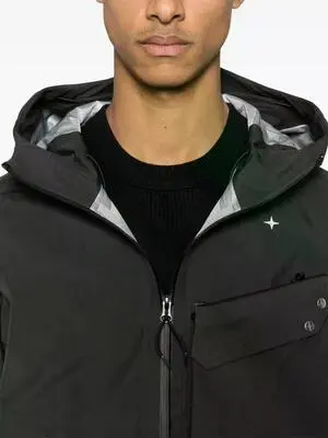 Stone Island Hooded Zip-up Jacket With Chest Flap Pocket