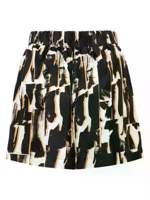 Asceno Zurich Abstract-print Silk Shorts