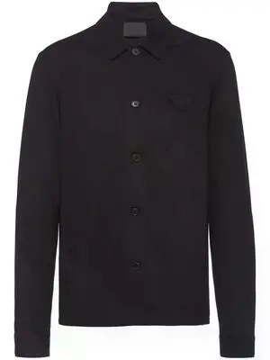 Prada Wool-blend Shirt With Triangle Logo