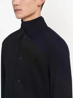 Prada Wool-blend Shirt With Triangle Logo