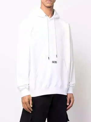 Gcds Logo-print Cotton Hoodie - White