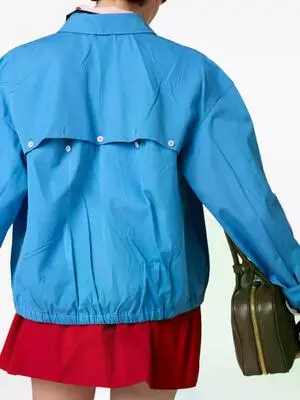Miu Miu Cotton Poplin Shirt Jacket With Embroidered Logo - Blue