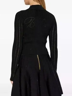 Balmain Openwork-detailed Ribbed-knit Cardigan - Black