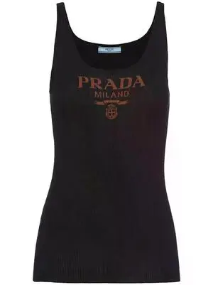 Prada Logo-print Silk Tank Top
