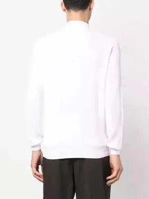 MOORER Zip-up Ribbed Knit Sweatshirt