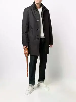 MOORER Single-breasted Feather-down Quilted Coat - Black