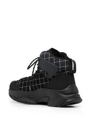 Undercover Lace-up Checked Ankle Boots - Black