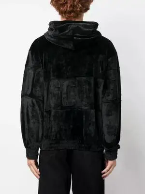 Gcds Logo-patch Velvet Hoodie