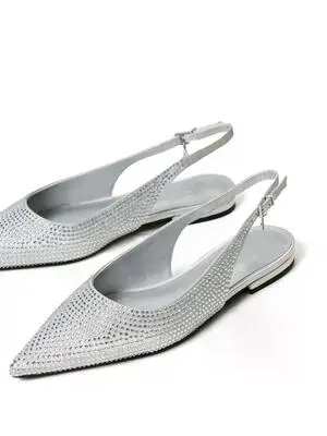TWINSET Rhinestone-embellished Slingback Ballet Flats