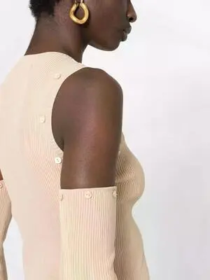 Rokh Cut-out Knitted Cardigan - Neutrals