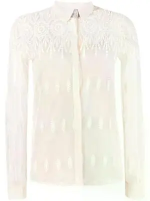 Fabiana Filippi Lace-detail Semi-sheer Shirt - Neutrals