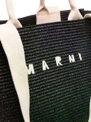 Marni Logo-embroidered Raffia Tote Bag