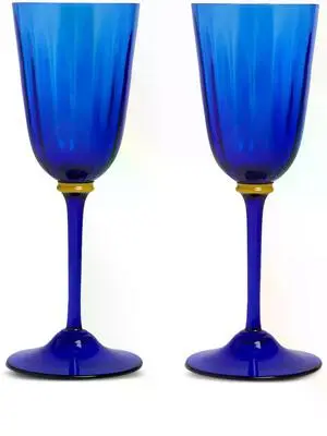 La DoubleJ Rainbow Murano Wine Glasses - Blue
