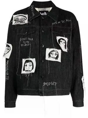 HACULLA. Sick Of It All Embroidered Denim Jacket - Black