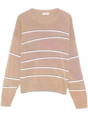 Peserico Striped Crew Neck Jumper - Brown