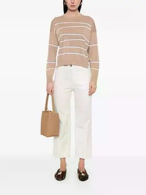 Peserico Striped Crew Neck Jumper - Brown