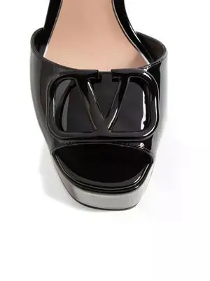 Valentino Garavani V-logo Signature Platform Sandals - Black