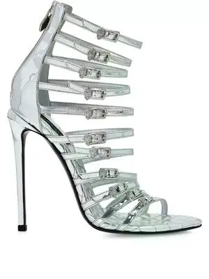 Philipp Plein Silver Tone Sandals For Women