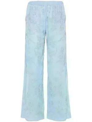 P.a.r.o.s.h Rilda Beaded Wide-leg Trousers - Blue