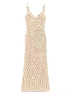Elie Saab Floral-appliqué Mesh Dress - Neutrals