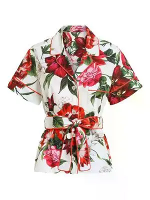 Dolce & Gabbana Floral Print Cotton Shirt - White