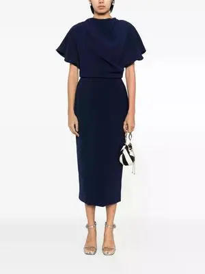 Amsale Draped Detailing Midi Dress - Blue