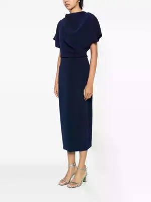 Amsale Draped Detailing Midi Dress - Blue