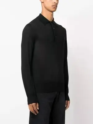 TOM FORD Long-sleeve Knitted Polo Shirt - Black