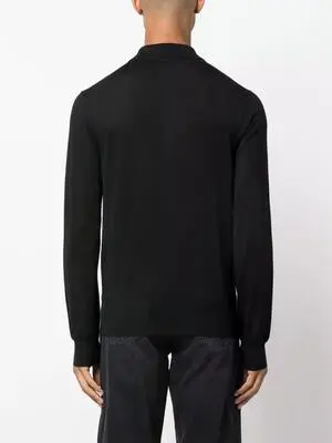 TOM FORD Long-sleeve Knitted Polo Shirt - Black