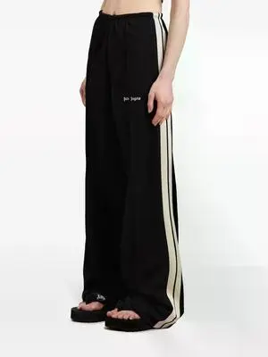 Palm Angels Wide Leg Track Pants With Side Stripe Detail - Black