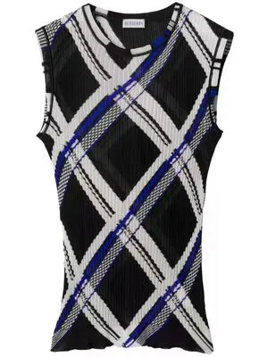 Burberry Checked Silk Top - Black