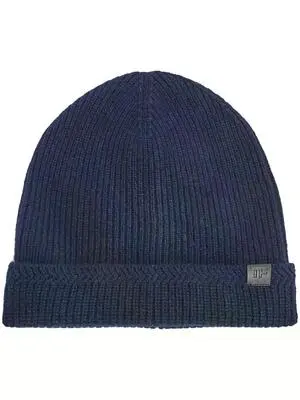 TOM FORD Logo-patch Ribbed-knit Beanie - Blue