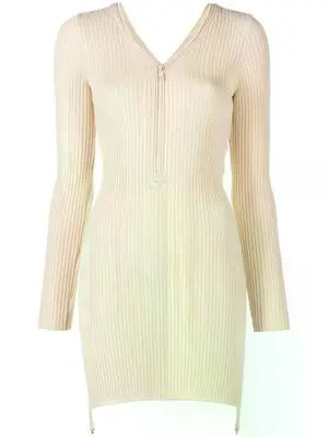 COURREGES Ribbed-knit Zip-up Dress