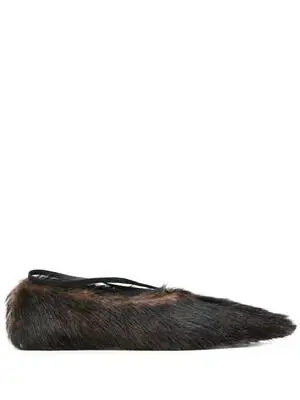 Plan C Goat Fur Ballet Flats