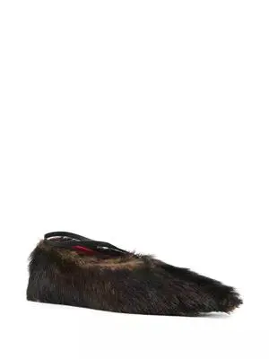 Plan C Goat Fur Ballet Flats