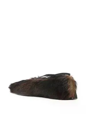 Plan C Goat Fur Ballet Flats