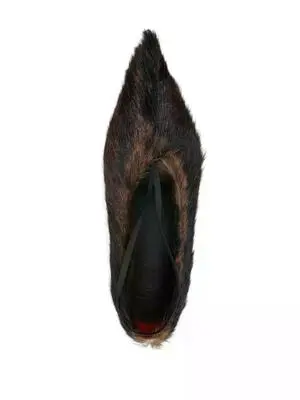 Plan C Goat Fur Ballet Flats