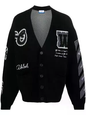 Off-White Intarsia-knit Wool-blend Cardigan