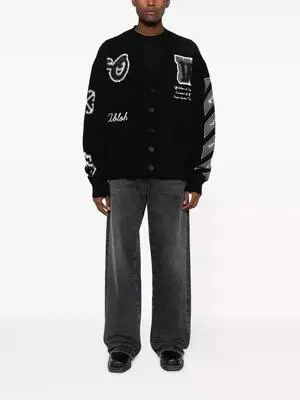 Off-White Intarsia-knit Wool-blend Cardigan