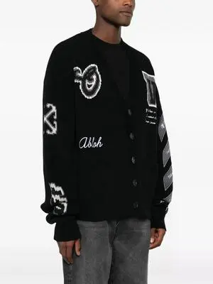 Off-White Intarsia-knit Wool-blend Cardigan